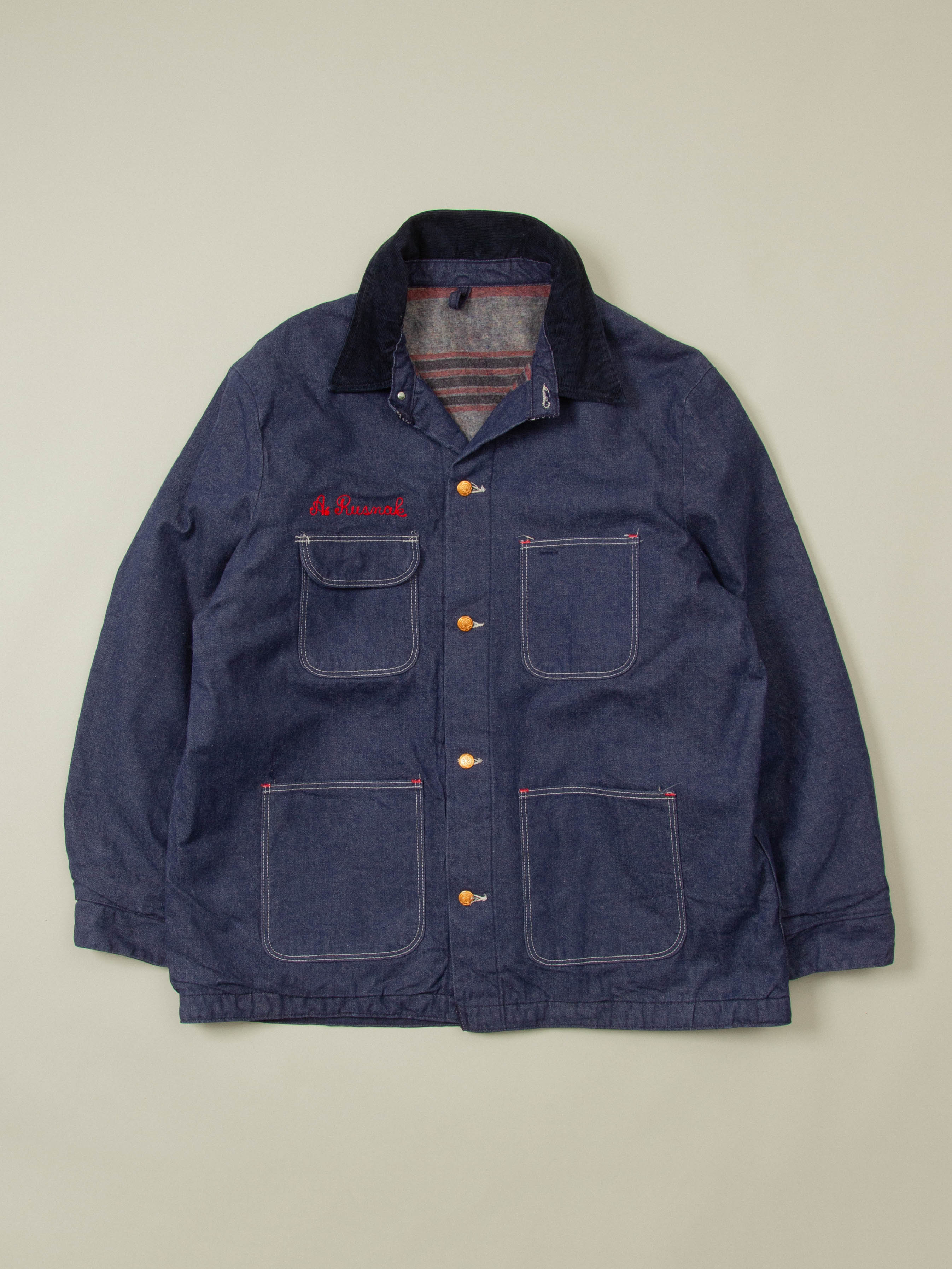 Vtg 1970s Blue Bell Wrangler Raw Denim Loco Chore Jacket (XL ...